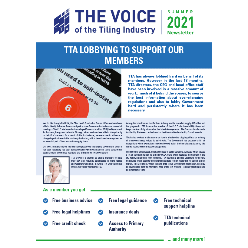 TTA NEWSLETTER SUMMER 2021 - The Tile Association