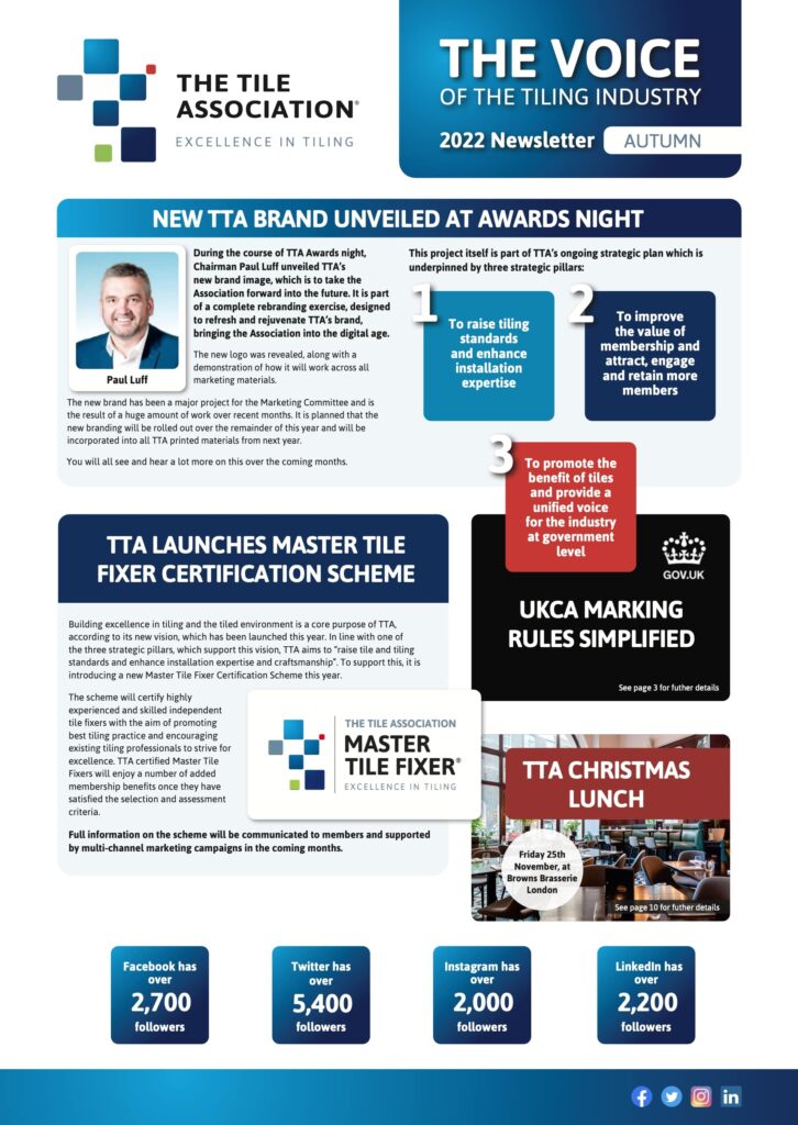 TTA NEWSLETTER Autumn 2022 - The Tile Association